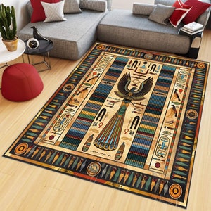 Egypt Rug, Anubis Rug, Ankh Rug, Eye of Ra Rug, Hieroglyph Rug, Living ...
