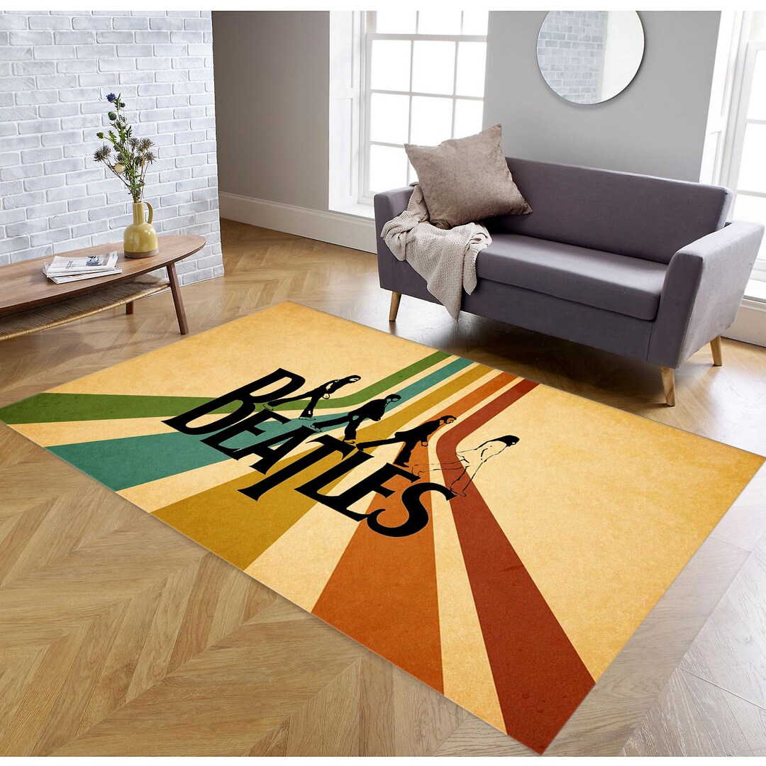 The Beatles Rug, Brown Rug, Walking Rug, Music Band Rug, Musician Room ...