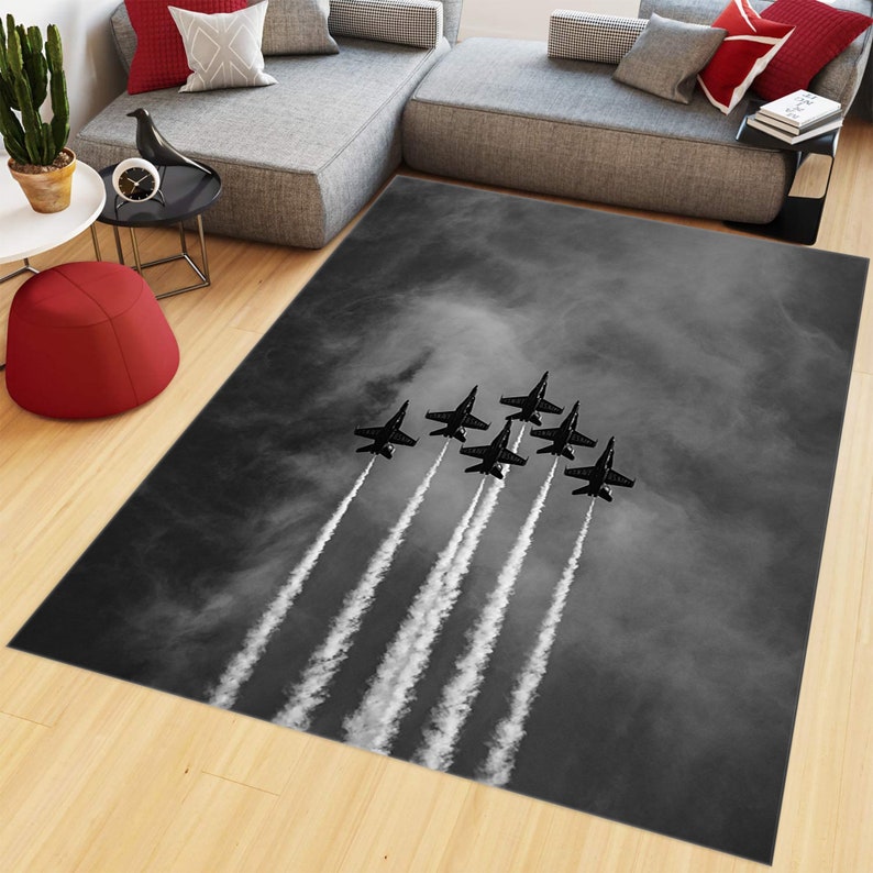 Plane Rug Jet Fighter Rug Aviation Rug Blue Angels Rug - Etsy