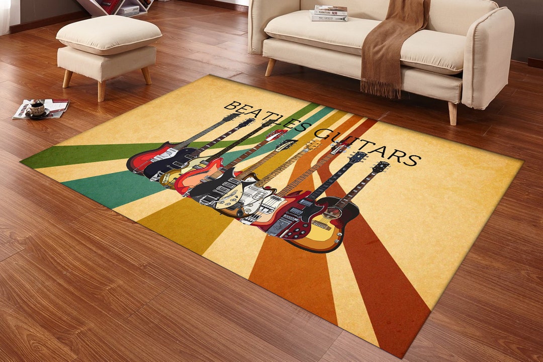 The Beatles Rug, Beatles Guitars Rug, Music Band Rug, Musician Room Rug ...