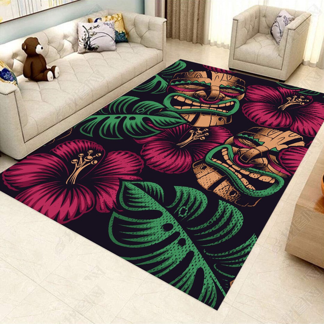 Tiki Rug, Ancient Rug, Mystic Carpet Decor, Mayan Theme Rug, Primitive ...