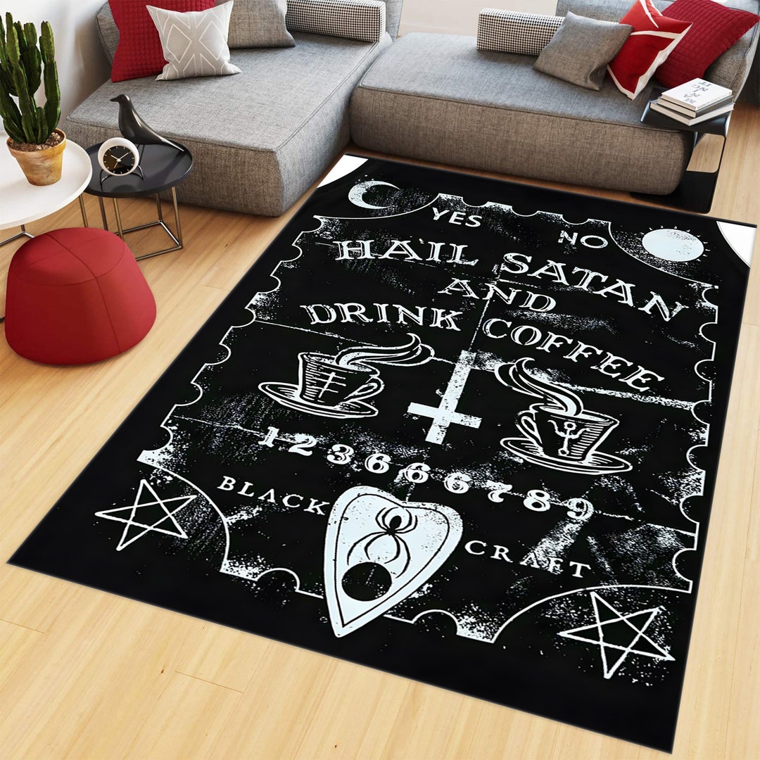 Satan Rug,devil Symbols Rug, Black Rug, Office Rug, Cool Rug, Gift for ...
