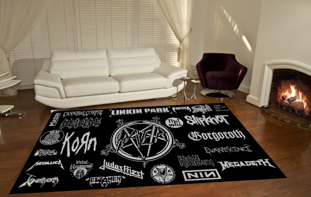 Rock Groups Rug, Cool Logos Rug, Rock Music Rug, Heavy Metal Rug ...