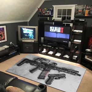 Ar-15 Rug, Gun Rifle Rug, Gamer Area Rug, Gaming Room Decor, Living ...