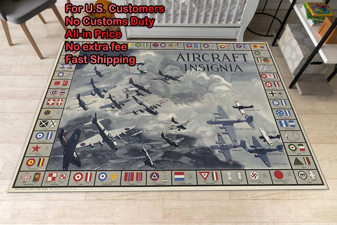 War Planes Rug, WWII Aircraft Insignia, Boys Room Decor - Etsy