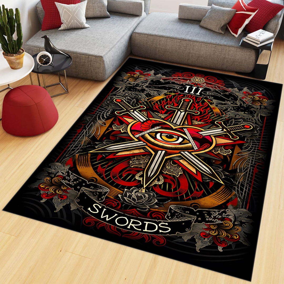 Sword Rug, Swords Decor, Knife Rug, Gamer Rug, Gaming Room Decor, Area ...