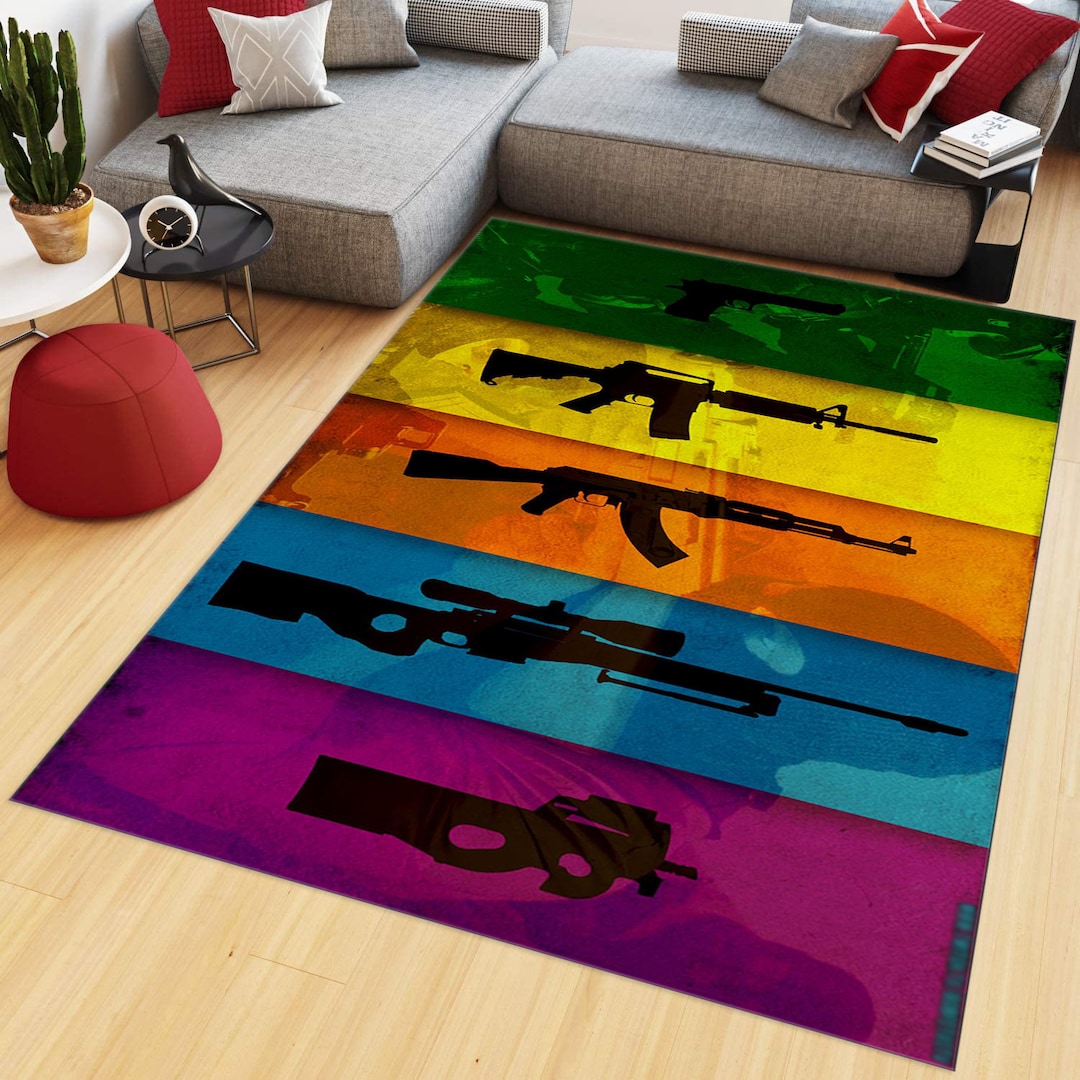 Rifle Models Rug, Gun Pattern Rug, Gaming Teppich, Gamer Rug, Gaming ...