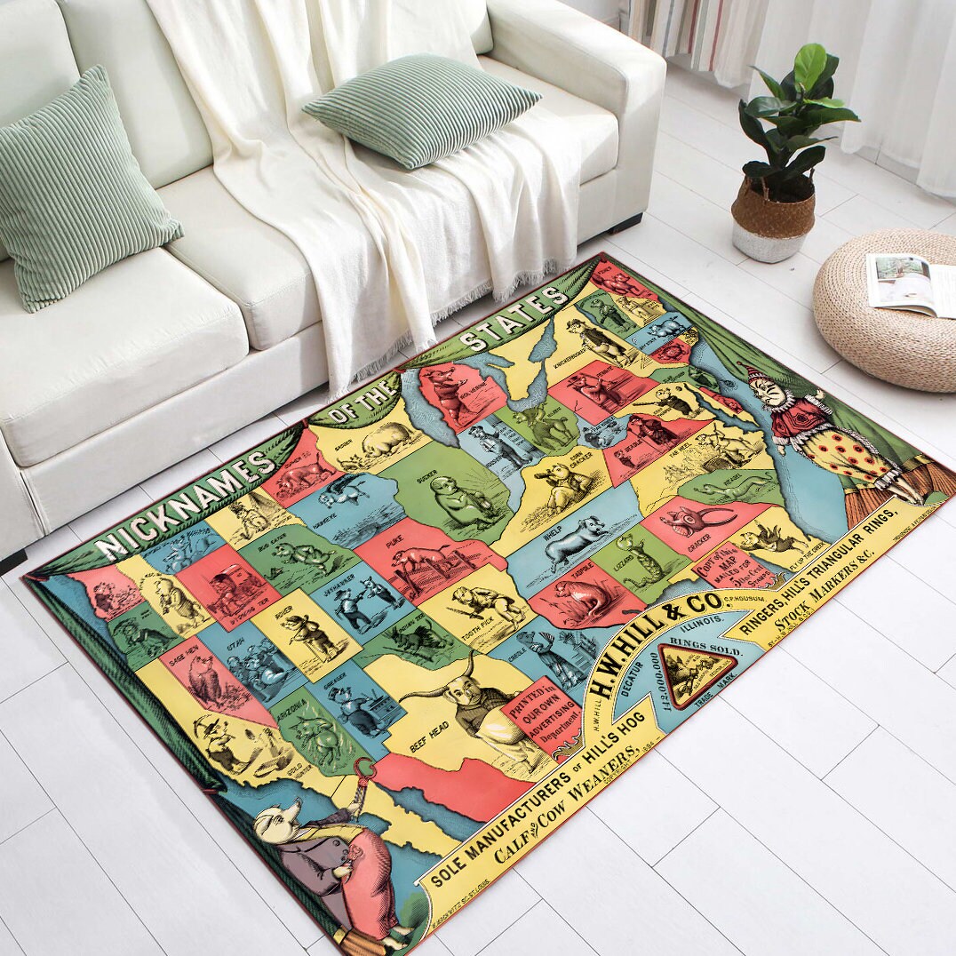 Nicknames of States United States Cities Rug USA City Names - Etsy