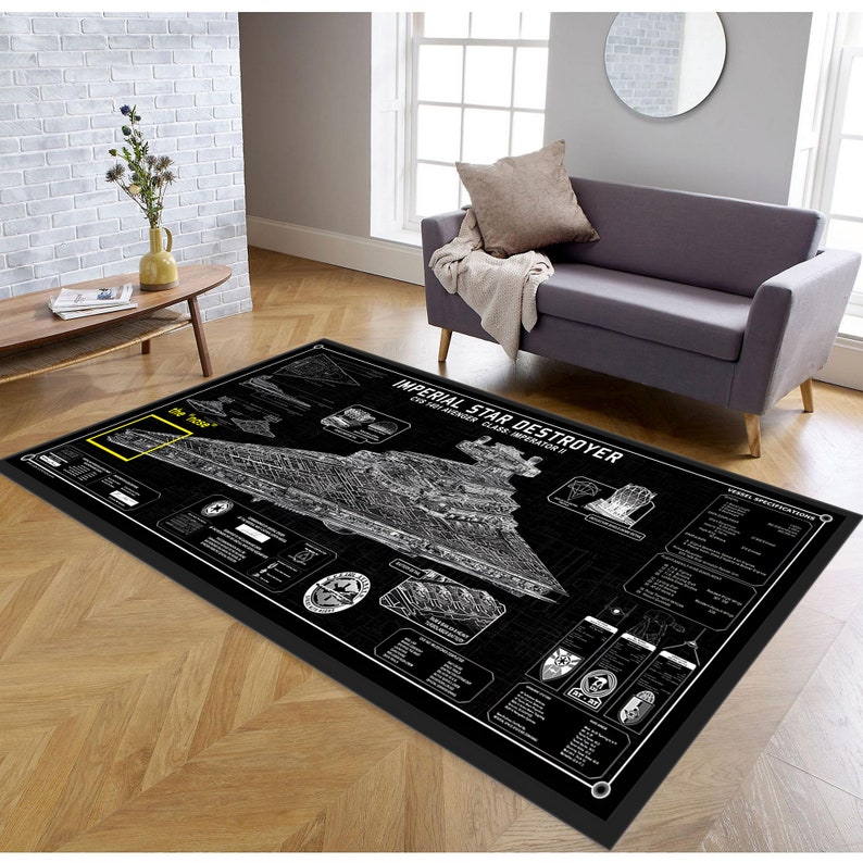 Starwars Rug, Star Wars Rug, Spaceship Rug, Kids Room Rug, Black Rug ...
