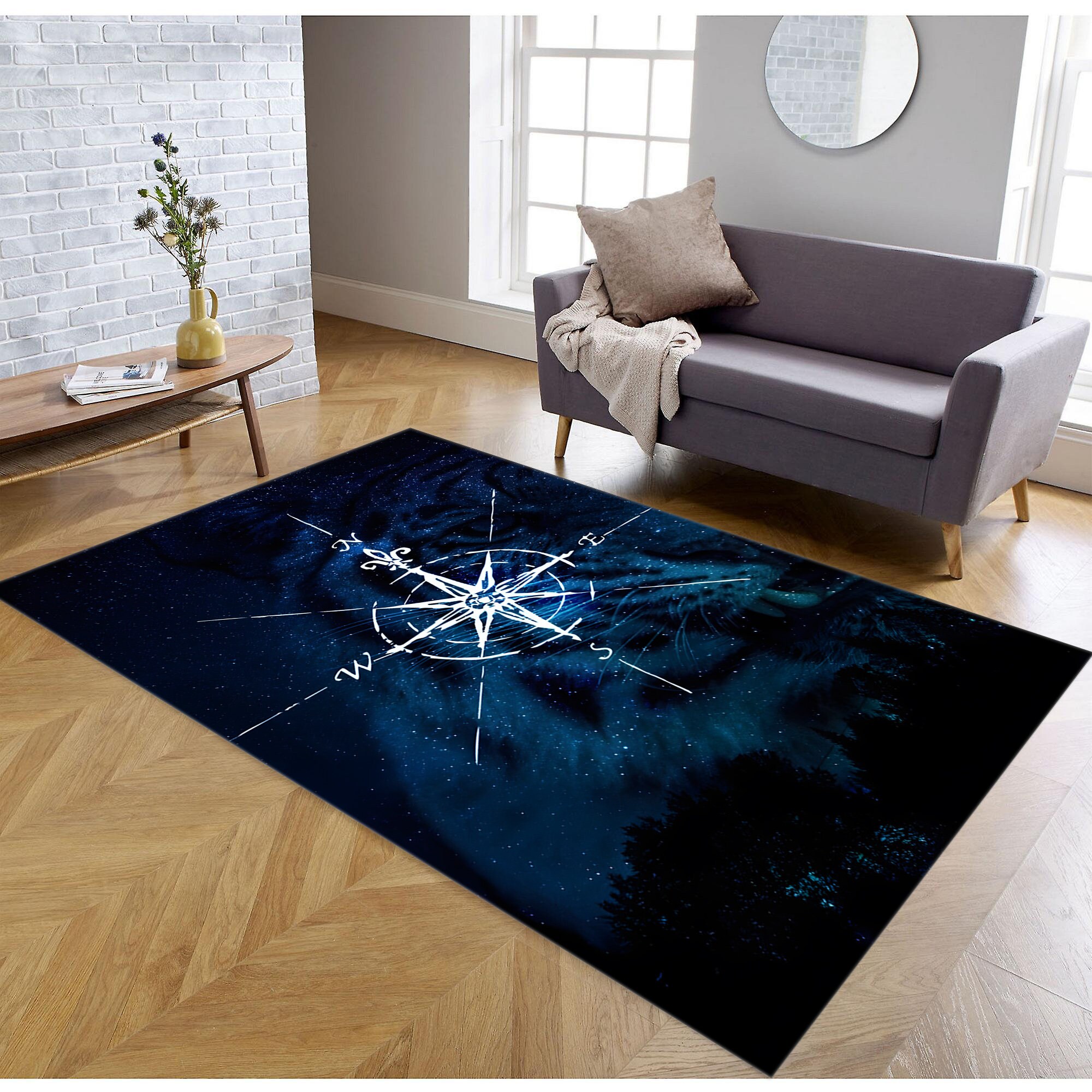 Compass Rug Neon Blue Rug Shining Rug Cool Rug Office - Etsy