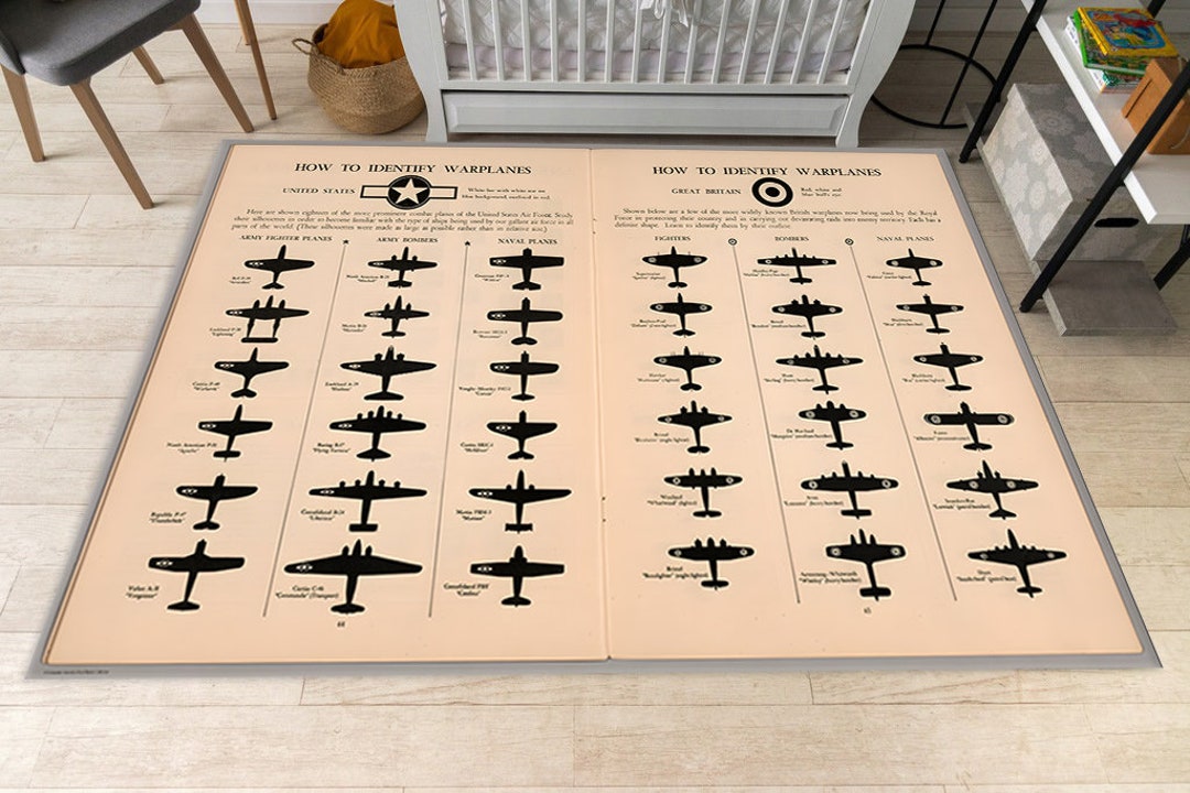 War Planes Rug, USA Planes Rug, Great Britain Rug, World War 2 Decor ...