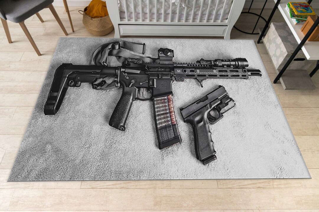 Ar-15 Rug, Gun Rifle Rug, Gamer Area Rug, Gaming Room Decor, Living ...