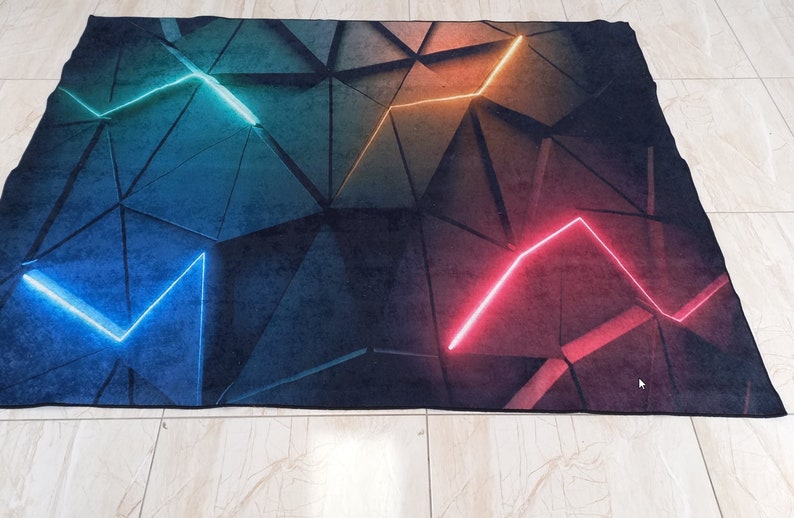 Gamer Rug Gaming Room Rug Neon Look Rug Shining Rug - Etsy