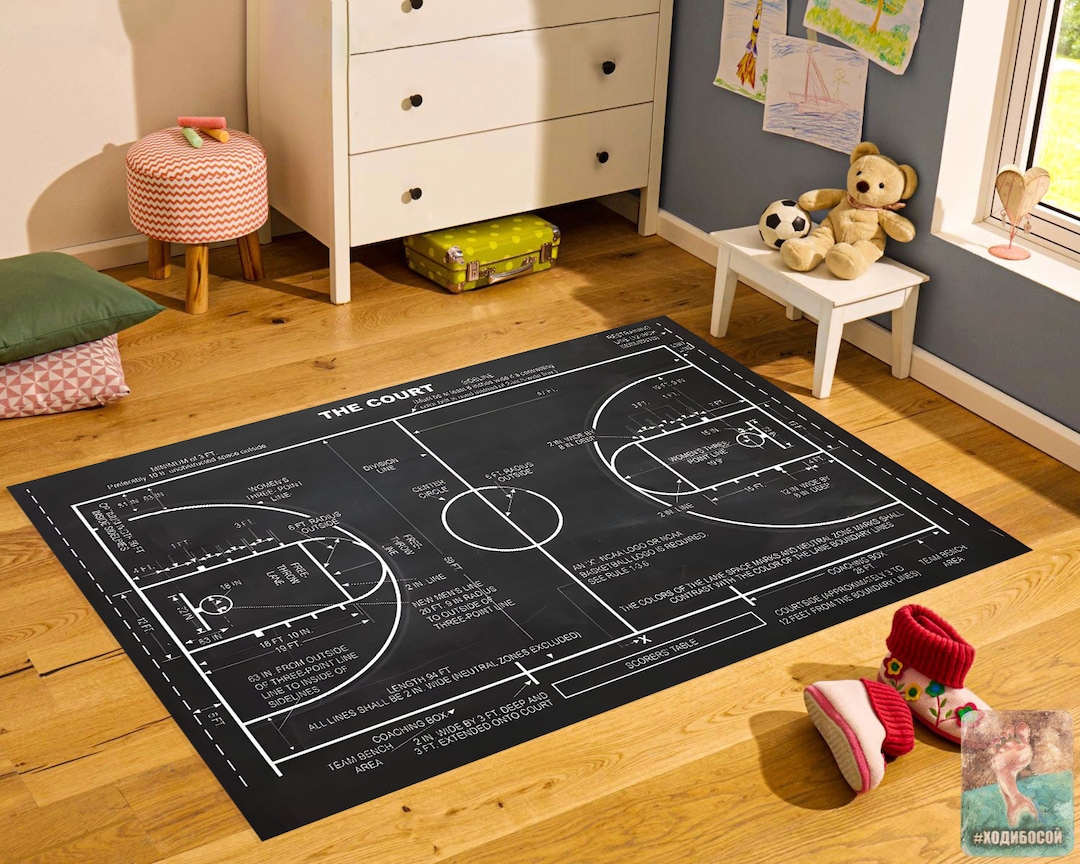 Basketball Court Rug, Basketball Field Rug, Kids Room Rug, Gift for ...