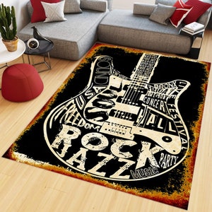 Guitar Rug, Electric Guitar Rug, Rock Music Rug, Musician Room Decor ...