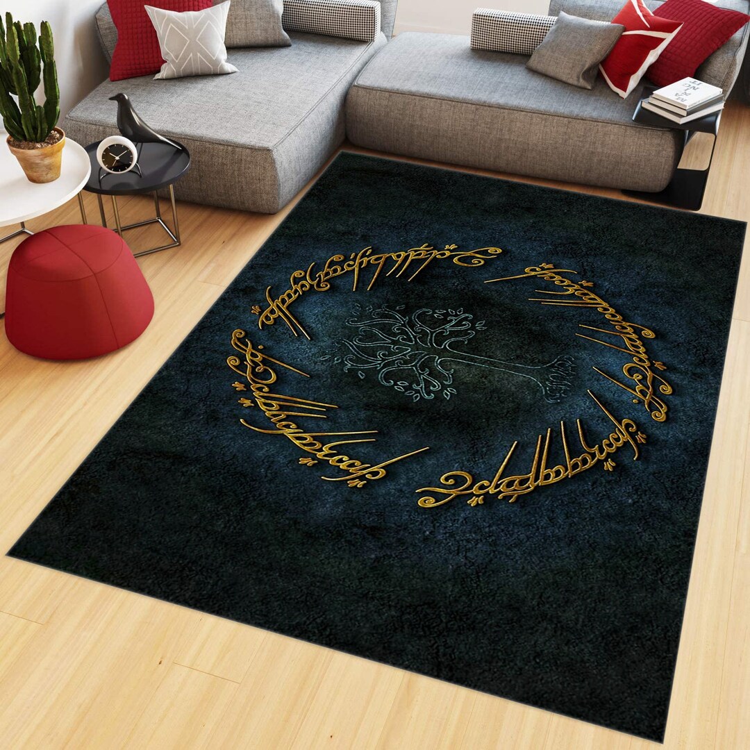 Lord of the Rings Rug, White Tree of Gondor, LOTR Blue Rug, Life Tree ...