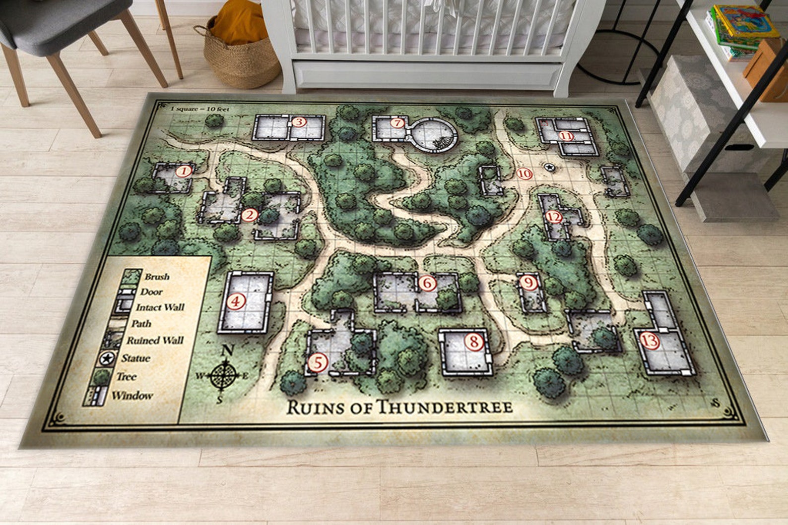 Dungeons Dragons Rug, Ruins of Thundertree Map, DND Map Rug, Game Map ...