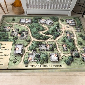 Dungeons Dragons Rug, Ruins of Thundertree Map, DND Map Rug, Game Map ...