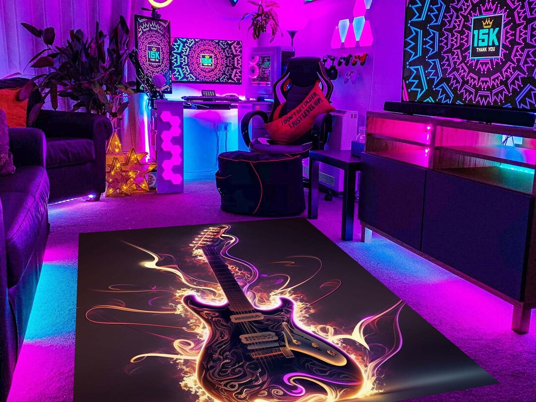 Rock and Roll Rug, Electric Guitar Rug, Electronic Guitar Rug, Music ...