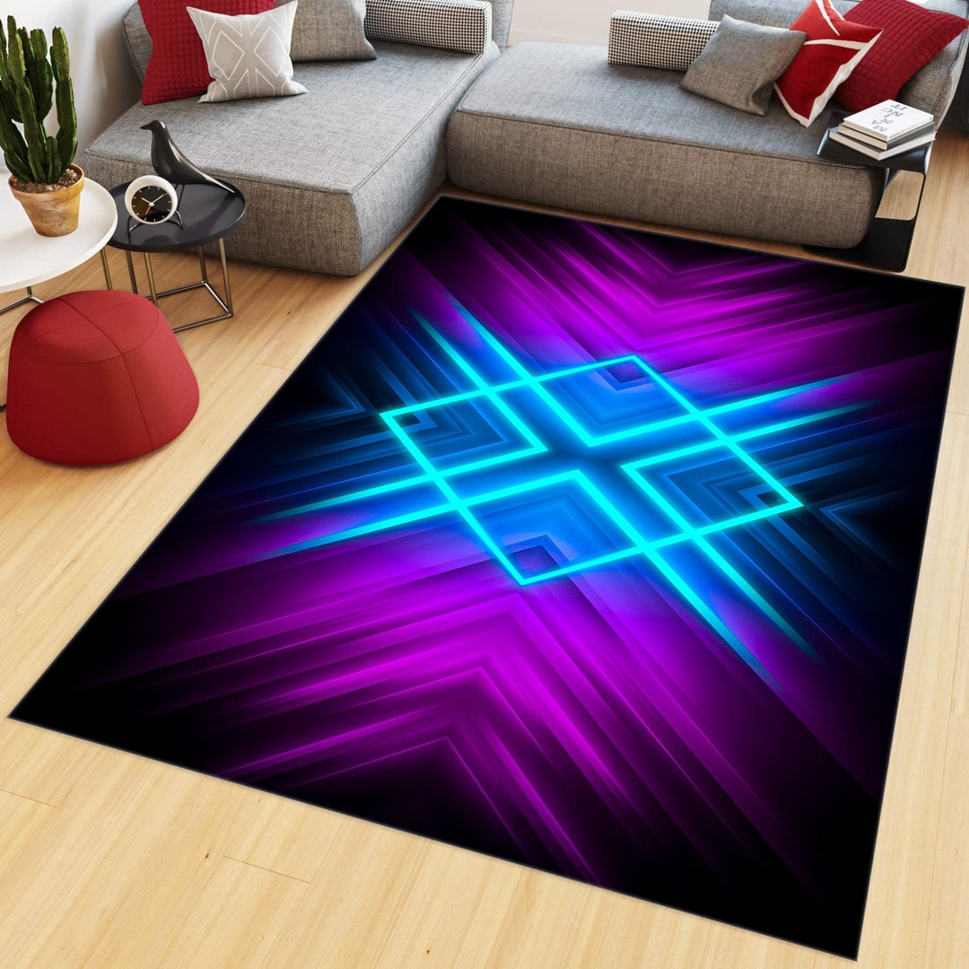 Gamer Rug, Gaming Room Rug, Neon Look Rug, Shining Rug, E-sports Rug ...