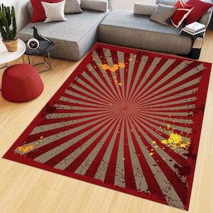 Circus Rug, Fun Fair Rug, Kids Room Decor, for Childs, Red Rug, Living ...