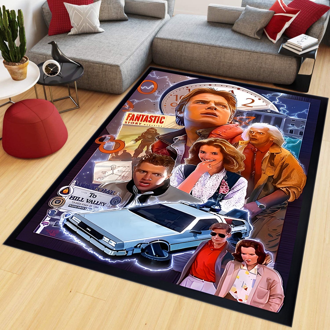 Back to the Future Rug, Time Machine Rug, Office Rug, Living Room Rug ...
