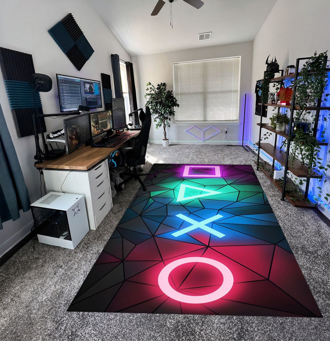 Gamer Rug, Gaming Room Rug, Neon Look Rug, Shining Rug, E-sports Rug ...