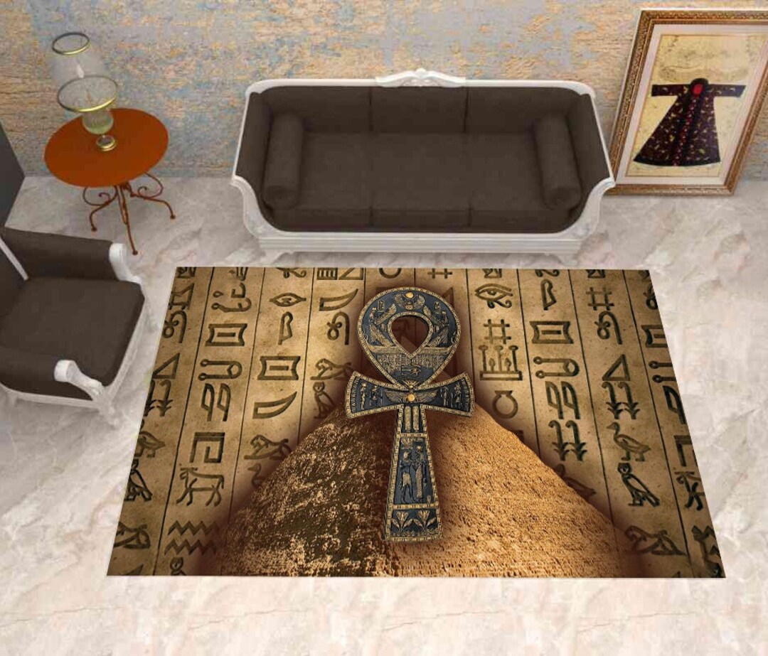 Ankh Rug, Egypt Rug, Hieroglyph Rug, Eye of Ra Rug, Ancient Rug ...