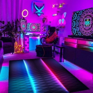 Gamer Rug, Gaming Room Rug, Neon Look Rug, Shining Rug, E-sports Rug ...