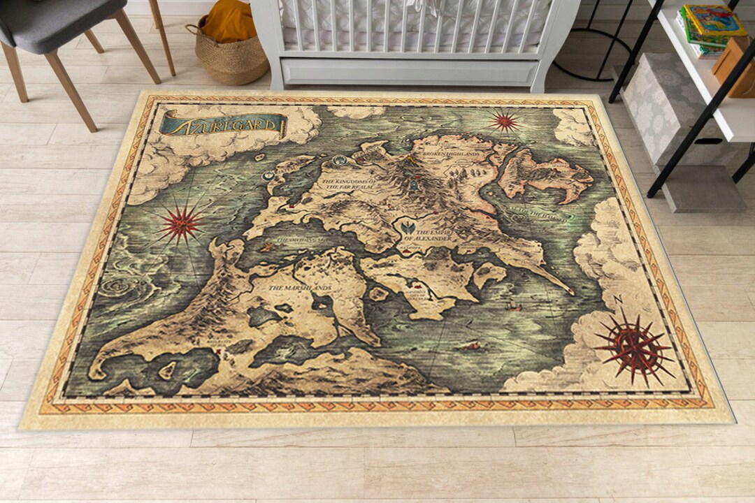 Dungeons Dragons Rug, Azuregard Map, DND Map Rug, Game Map, Boys Room ...