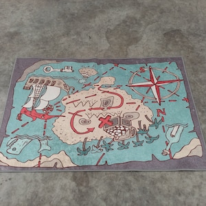 Treasure Map Rug, Pirates Rug, Playing Room Mat Rug, Cool Pirate Map ...