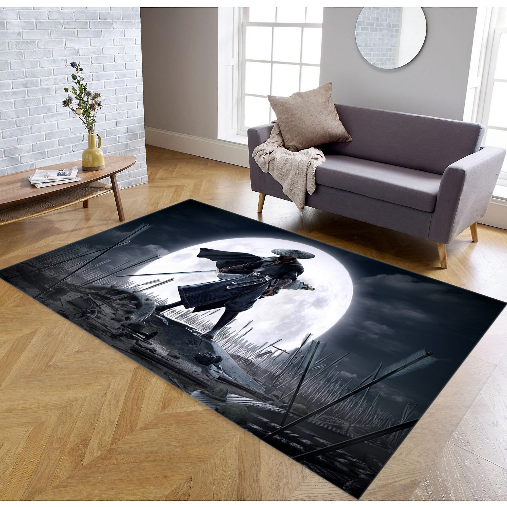 Knight Rug, Samurai Rug, Katana Rug, Anime Ninja Rug, Modern Rug, Gift ...