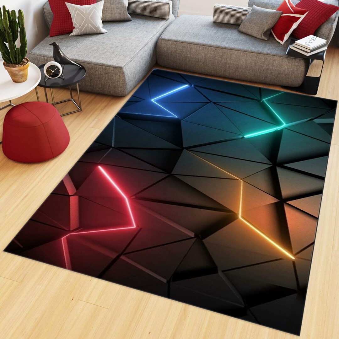 Gamer Rug Gaming Room Rug Neon Look Rug Shining Rug - Etsy