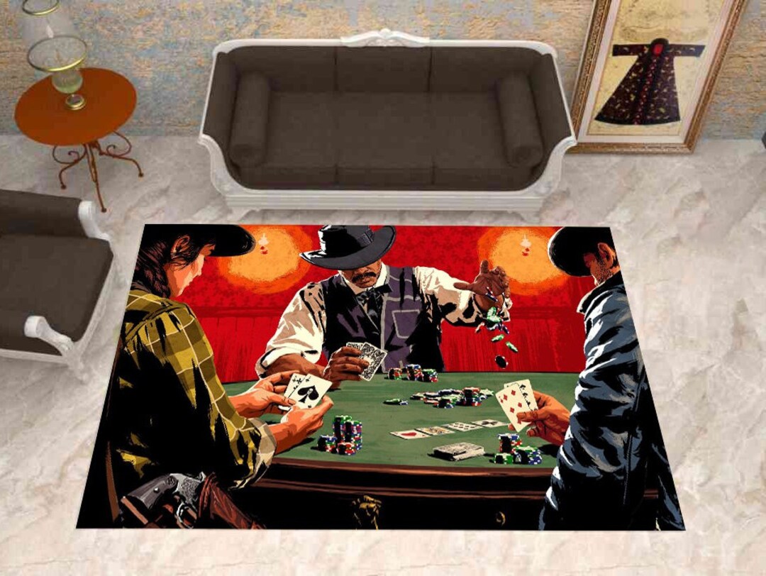 Gamble Theme Rug, Poker Theme Rug, Cowboy Rug, Cool Rug, Gift for Him ...