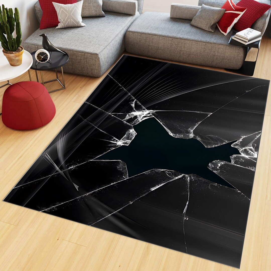 Broken Glass Rug, Black Rug, Inspired Designs Rug, Cool Rug, Office ...
