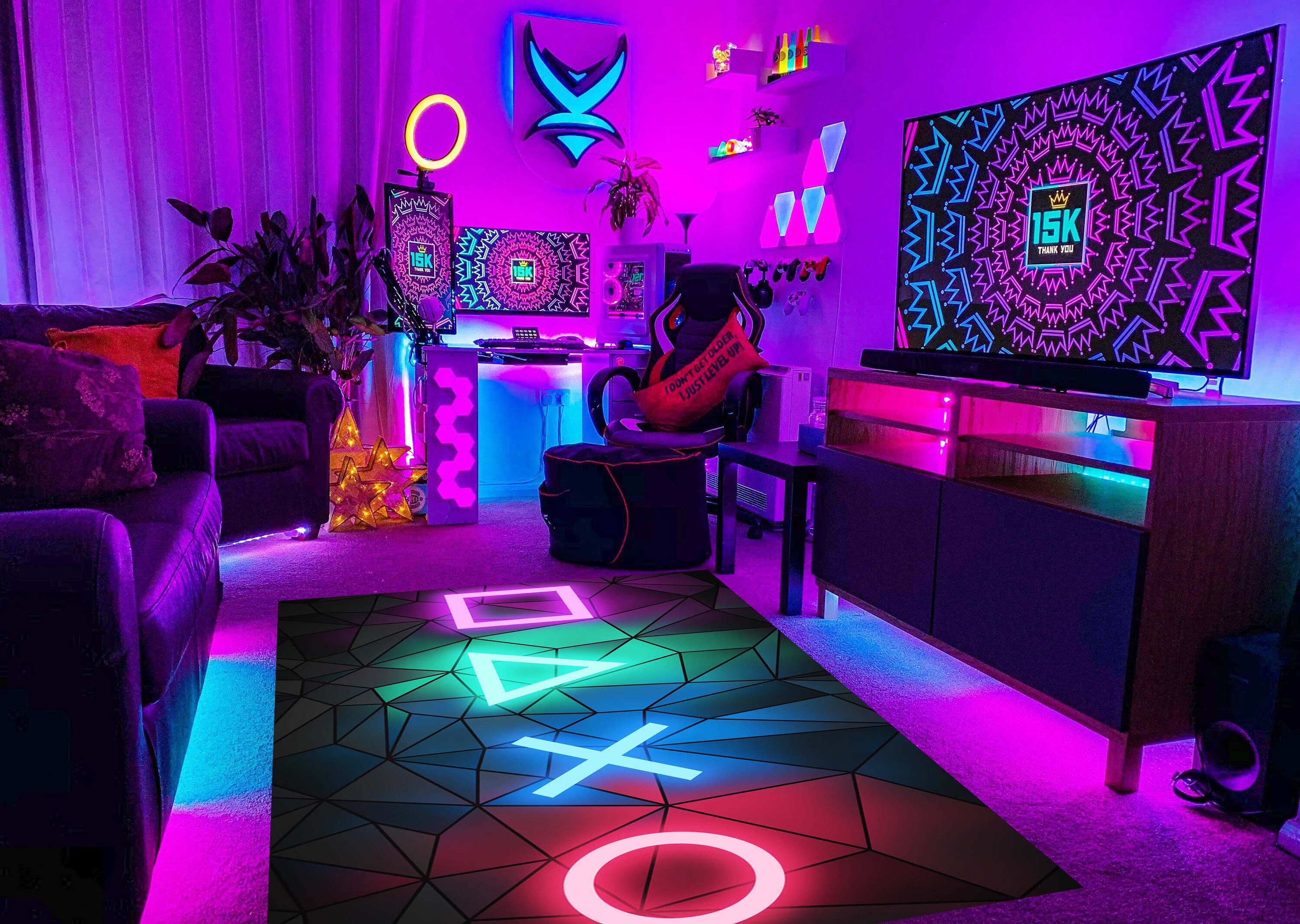 Gamer Rug, Gaming Room Rug, Neon Look Rug, Shining Rug, E-sports Rug ...