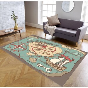 Treasure Map Rug, Pirates Rug, Playing Room Mat Rug, Cool Pirate Map ...