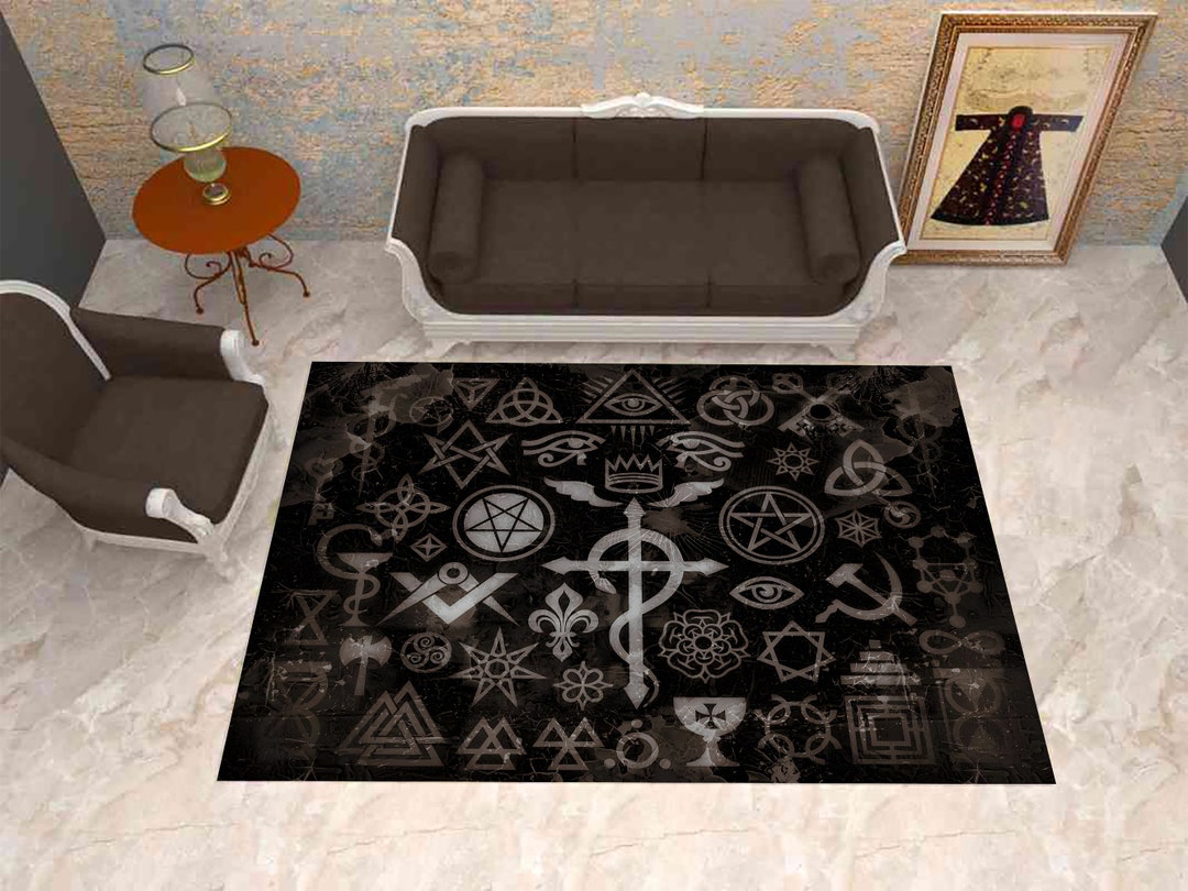 Mystical Symbols Rug, Medieval Occult Sign Rug, Illuminati Masonic Rug ...