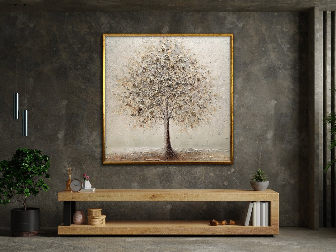 Bronze Tree Canvas Print,luxury Tree Wall Print, Brown Tree Art, Tree ...
