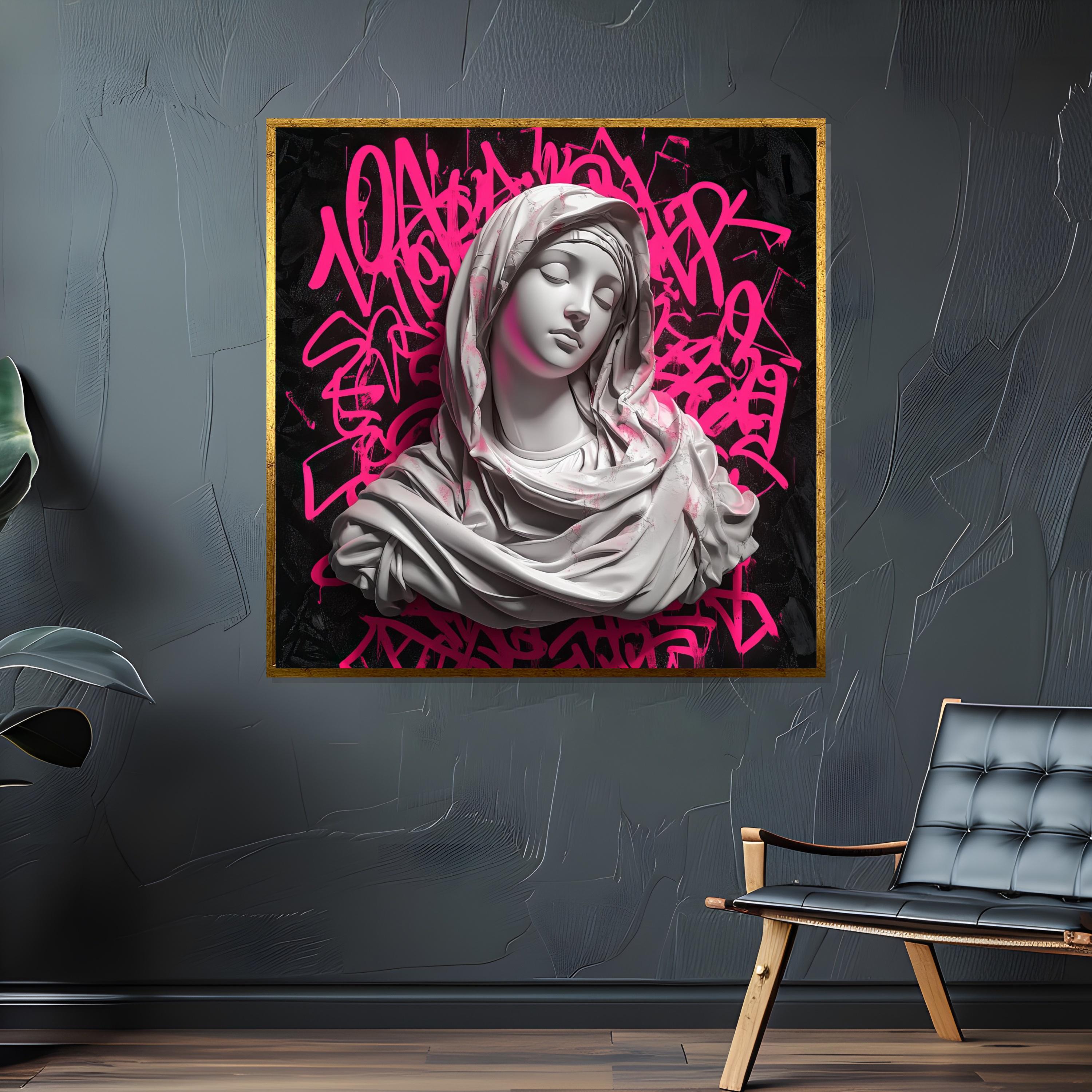 Graffiti Madonna, Street Art Bust Canvas, Urban Art, Graffiti Wall Art ...
