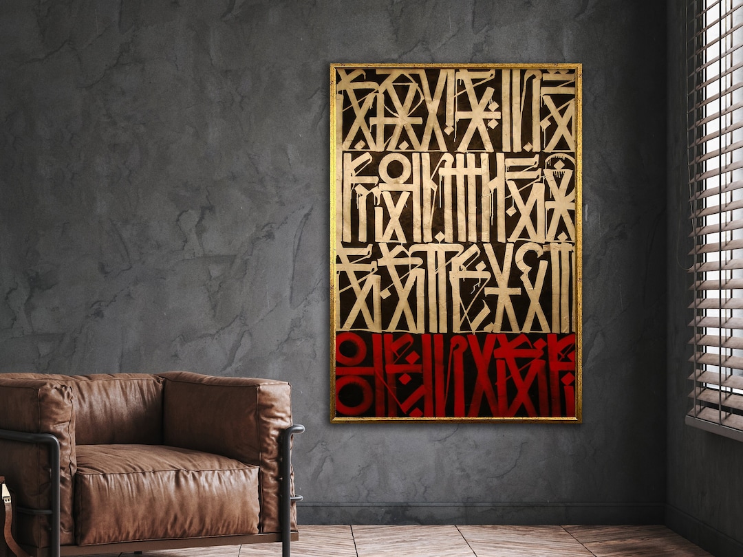 Gold Retna Calligraphy Canvas, Retna Calligraphy Canvas Art, Retna ...