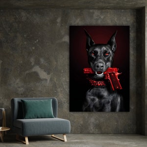 Doberman Gun Canvas, Hypebeast Canvas, Luxury Designer Fashion Dog ...