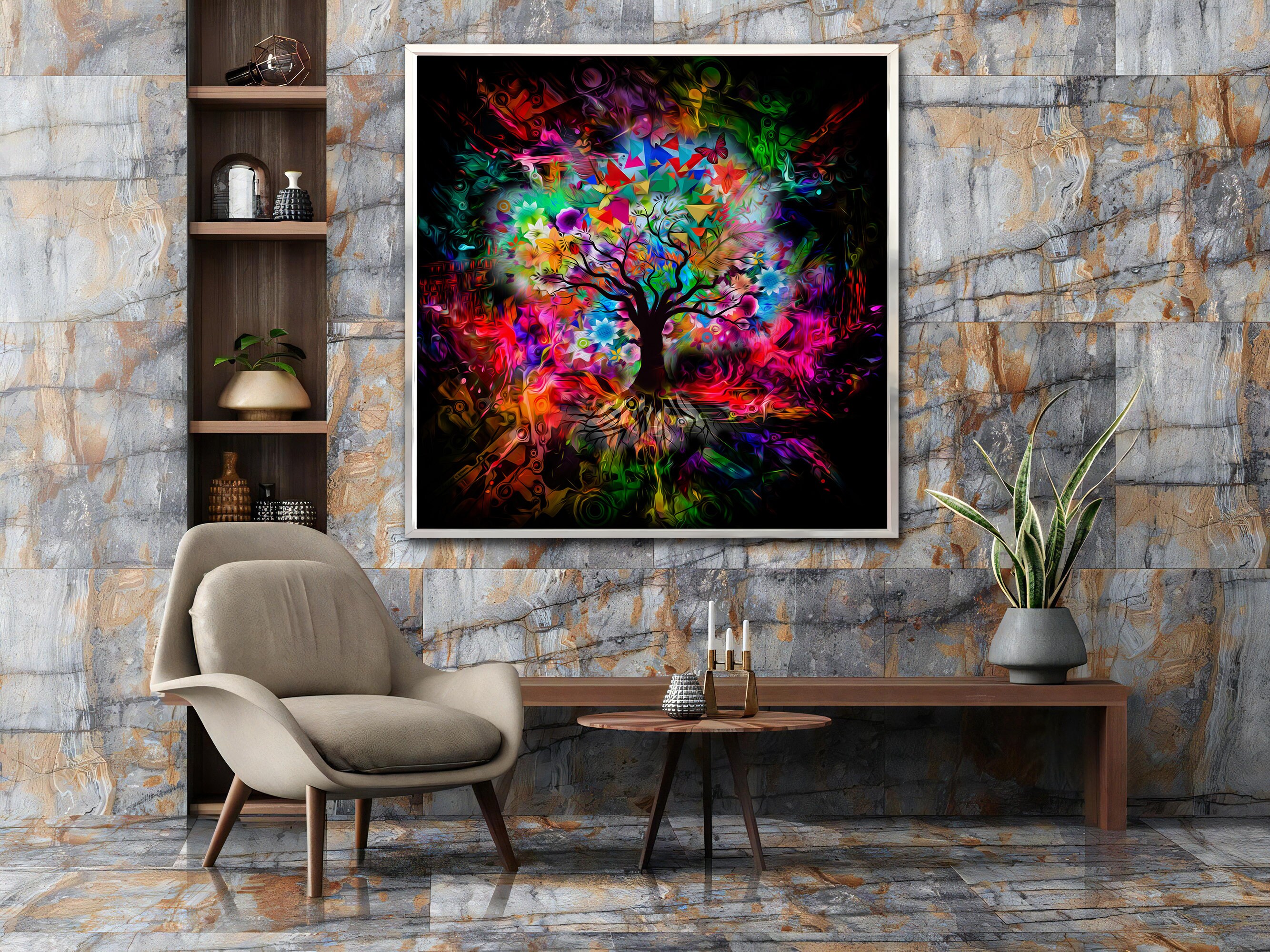 Tree of Life Canvas, Huge Canvas Home Decor, Tree of Life Wall Art ...