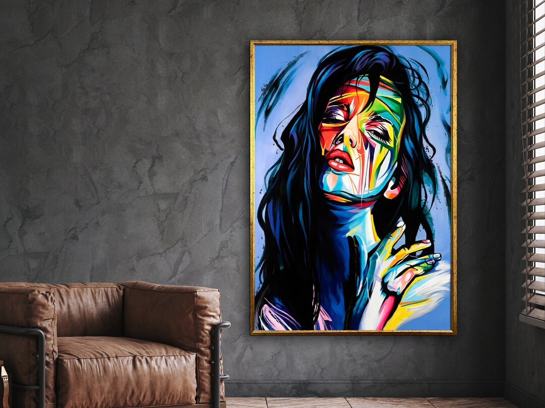 Abstract Colorfully Woman Canvas Painting Wall Decor, Colorful Canvas ...