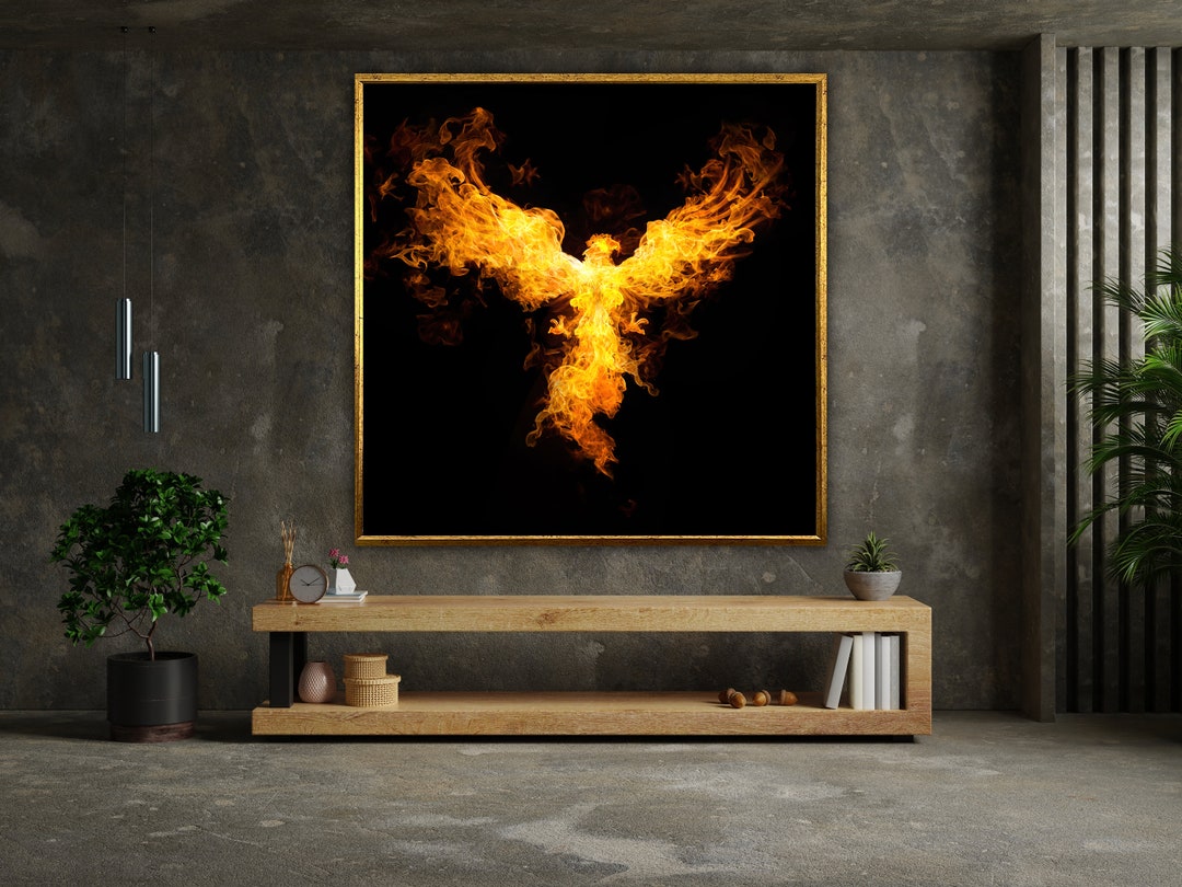 Phoenix Flame Canvas , Phoenix Print , Flame Wall Art , Animal Canvas ...