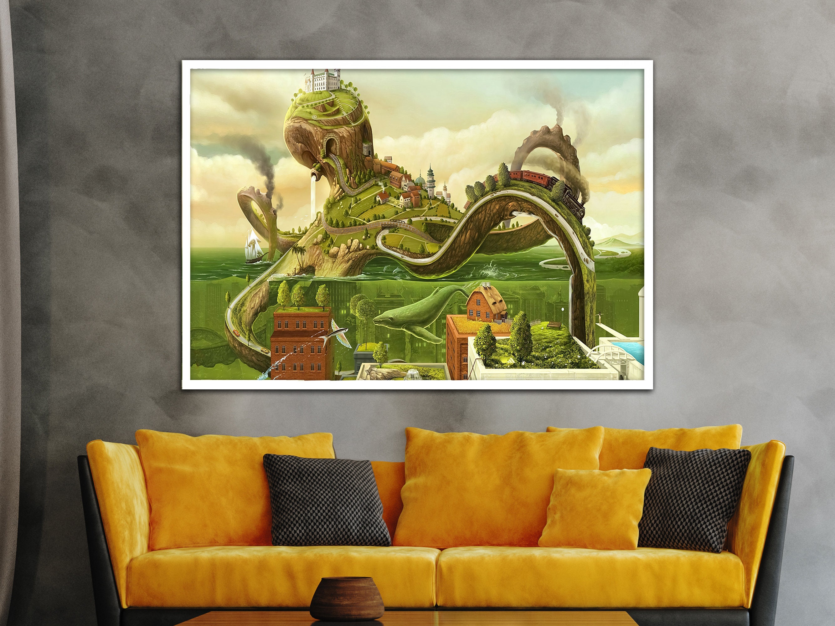 Underwater World Surreal Octopus Art Canvas Wall Art - Etsy