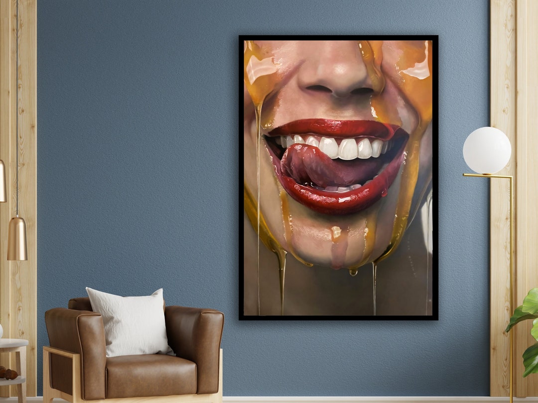 Sexy Lip Canvas, Pop Art Lip Painting, Artistic Lip Art, Red Lip ...