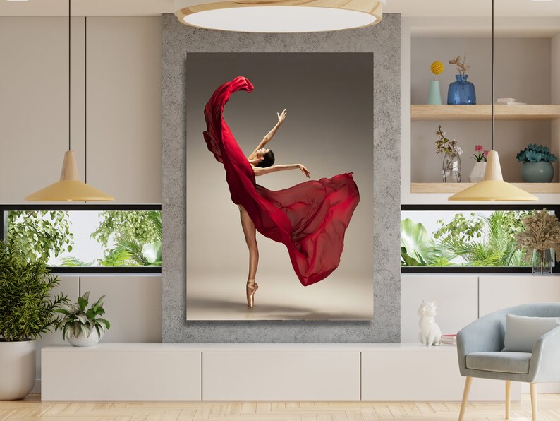 Dancer in Red Dress, Dance Painting, Dancer Canvas Art, Abstract Decor ...