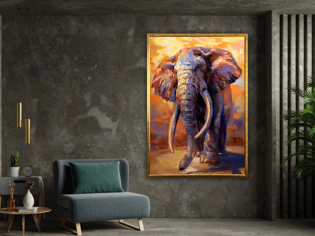 Colorful Elephant ,multicolor Elephant Canvas, Banksy Art, Wall Art ...