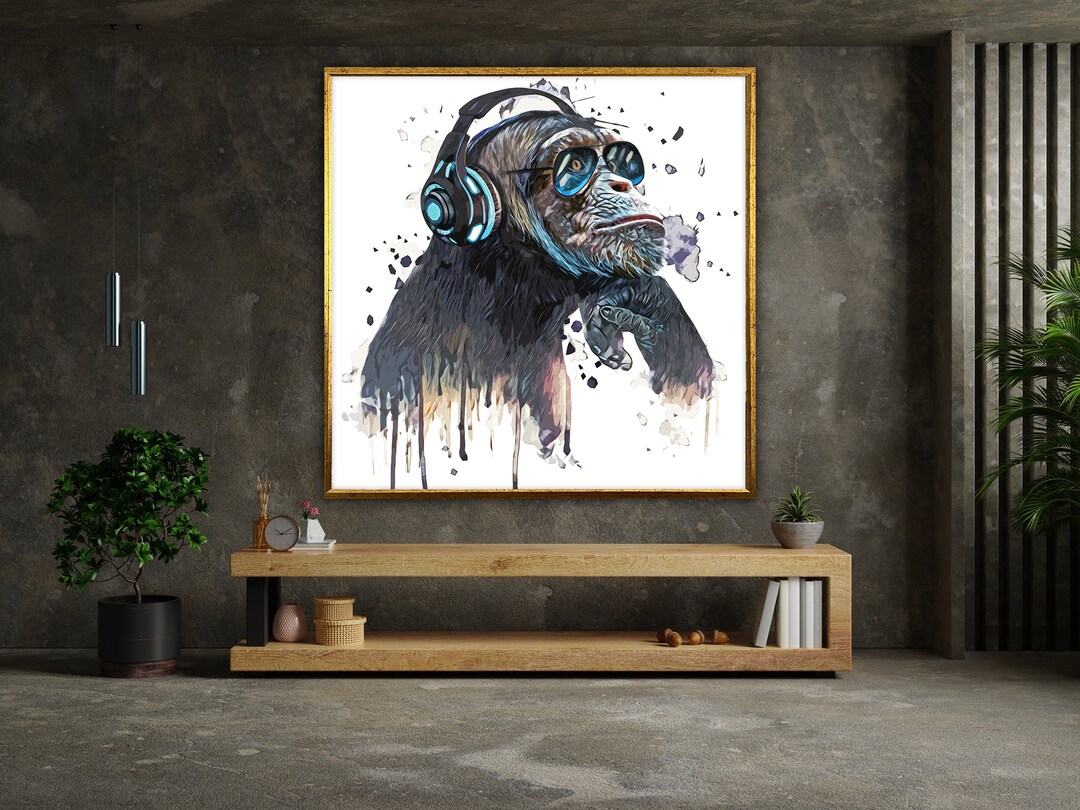 Monkey Canvas Painting, Monkey Poster, Modern Wall Art, Animal Poster ...